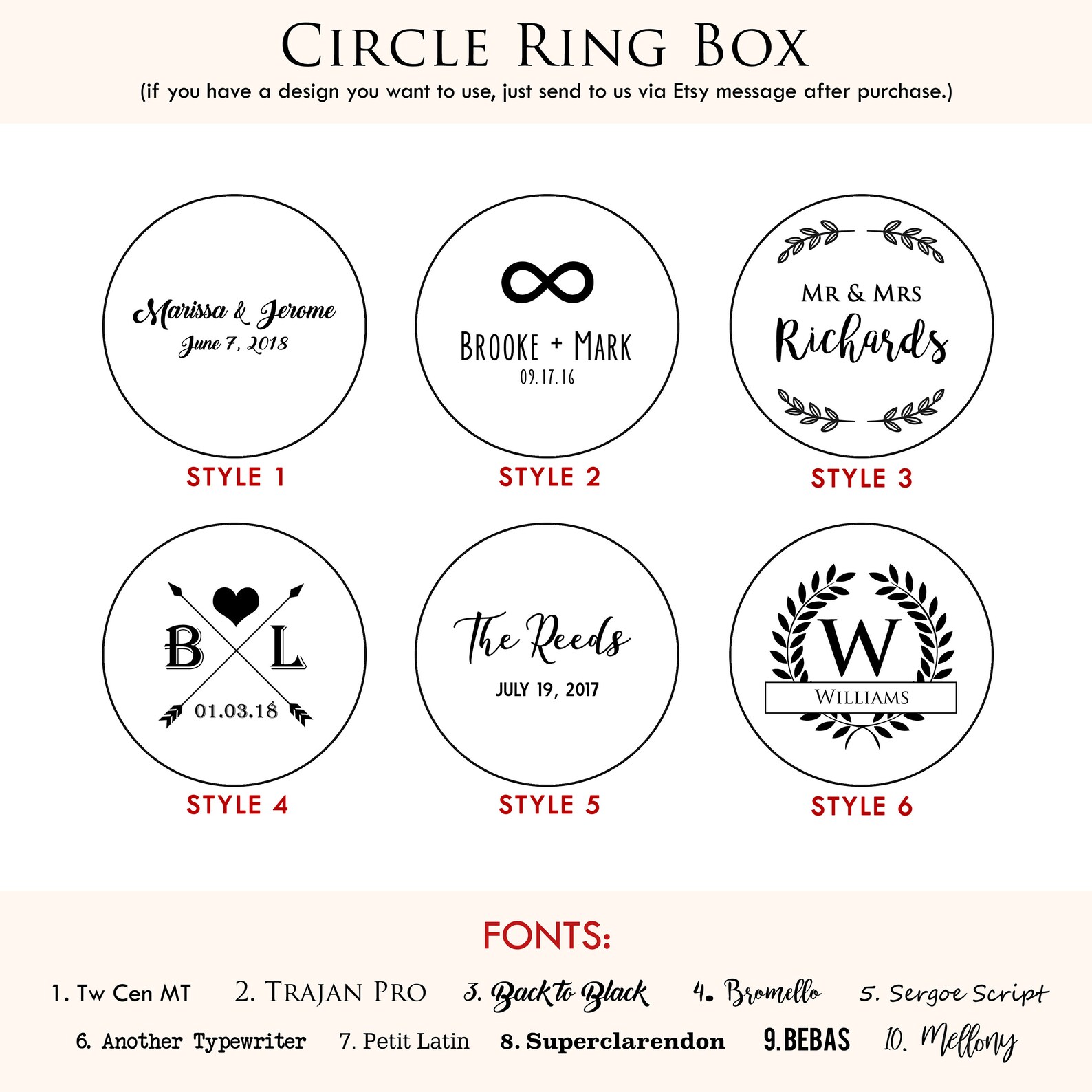 Circle Wood Ring Box Engraved Ring Bearer Box for Wedding - Etsy