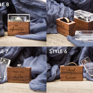 Acrylic Wood Flip Ring Box - Engraved Single Ring Engagement Ring Box ...