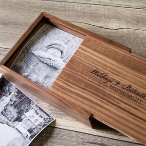 4x6" Wood Photo Memory Box - Wedding or Engagement Print Storage ...