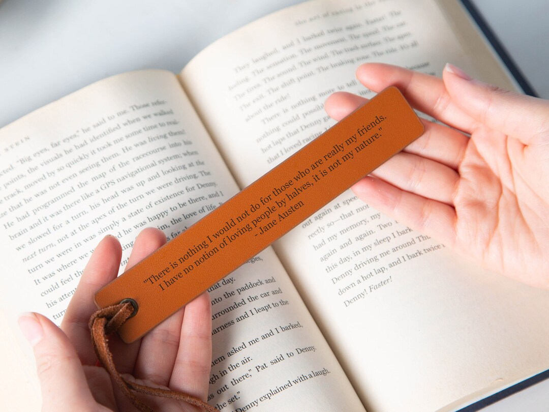 Personalized Engraved Leather Bookmark, Favorite Quote Bookmark, Book ...