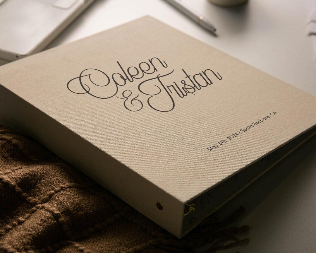 Wedding 3 Ring Linen Binder (design 6) - Engagement Keepsake Gift ...