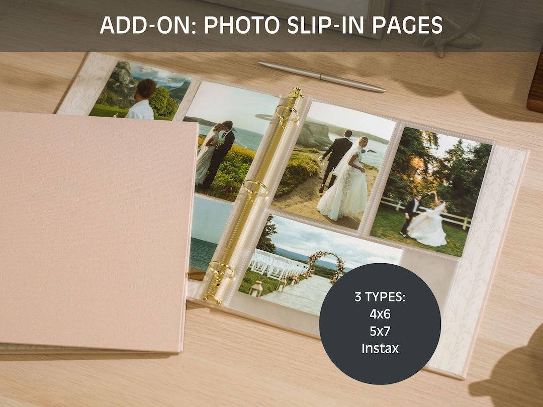 ADD ON: Slip-in Pages for Photo Album Binder - 4x6, 5x7, or Instax Mini ...