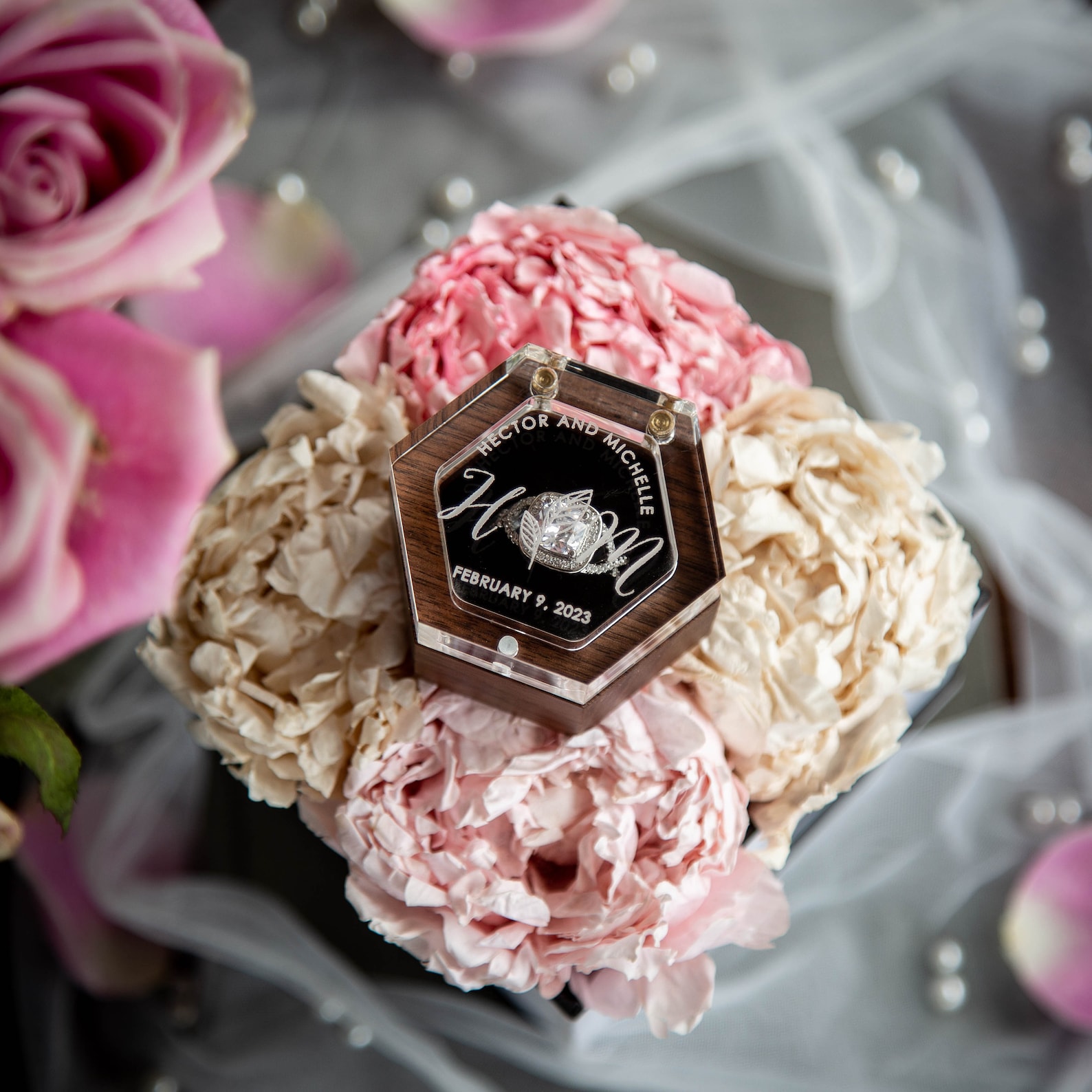 Hexagon Mini Flip Ring Box W Clear Acrylic Lid Single Ring - Etsy