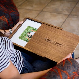 8x10" Engraved Large Wood Memory Box - Walnut Box for Cards Photos ...