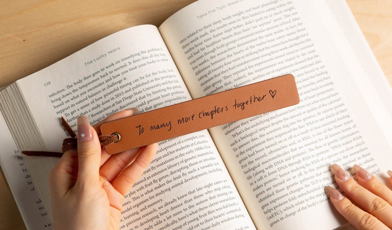 Engraved Leather Bookmark, Handwritten Note Bookmark Page Marker Custom ...