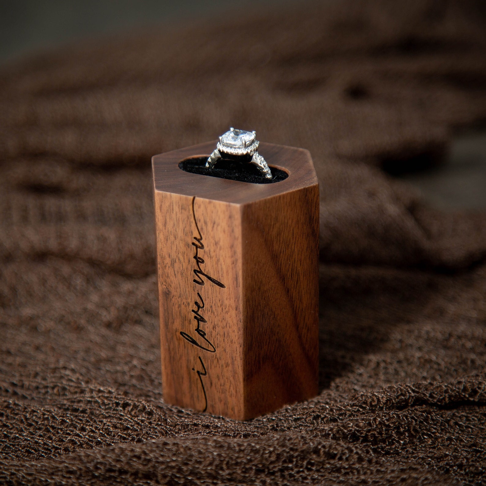 Hexagon Ring Stand - Rustic Wedding Ceremony Ring Pillow Alternative ...