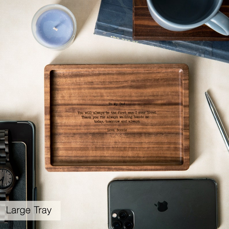 Rectangle Wood Tray Engraved Key or Ring Dish Bedside or - Etsy