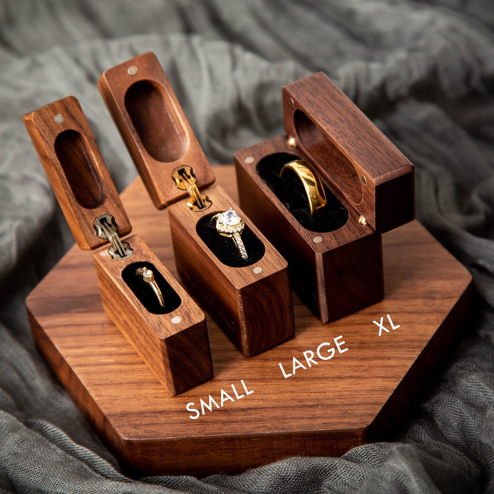 Flip Wood Ring Box Engraved Secret Engagement Ring Box Slim - Etsy