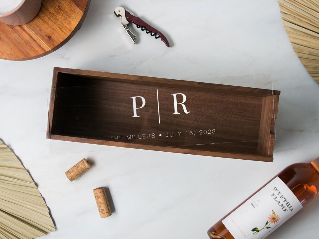 Acrylic Lid Wine Box (design 12) - Custom Couples Gift for Bride ...
