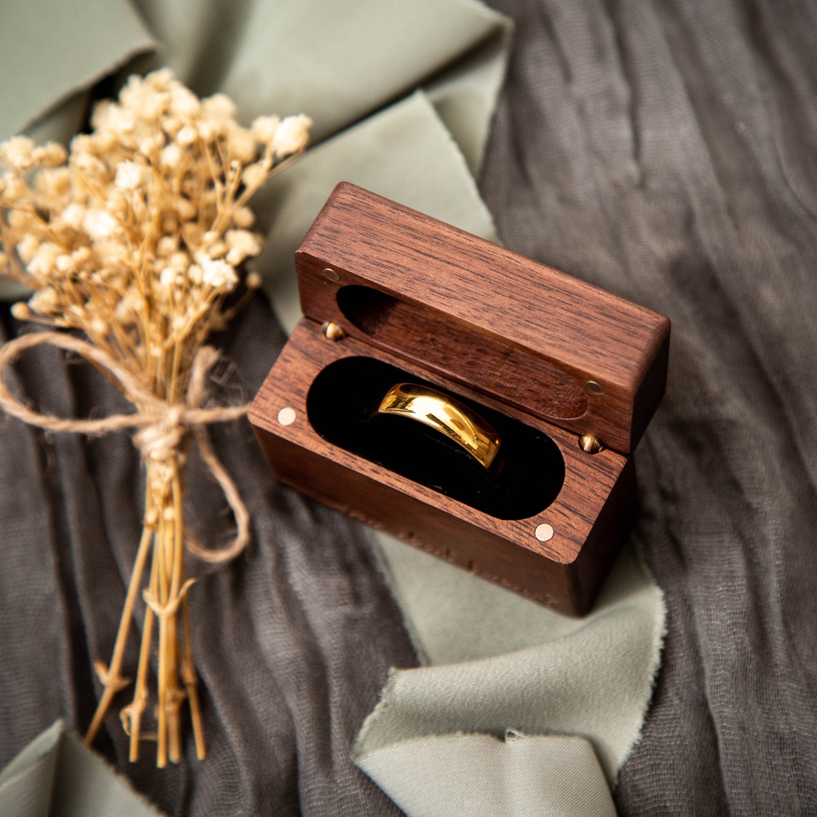 Flip Wood Ring Box Engraved Secret Engagement Ring Box Slim - Etsy