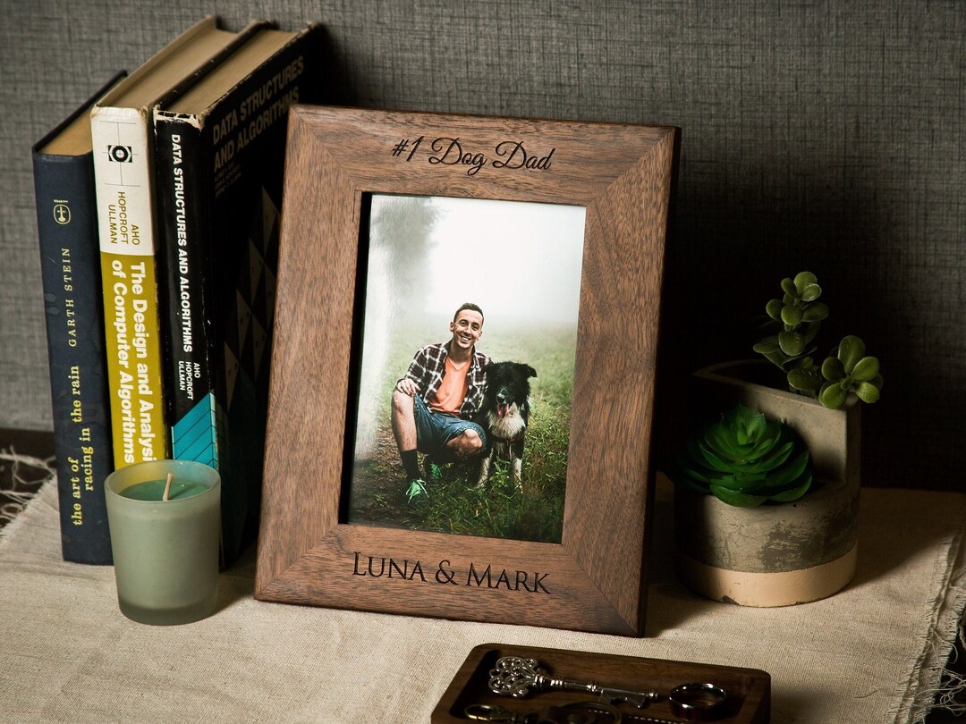 Engraved Wood Frame - Custom Pet Picture Frame, Gift for Dog Cat Mom ...