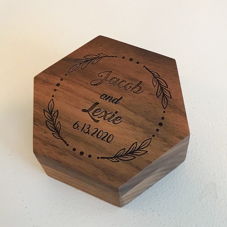 Hexagon Wood Ring Box Engraved Ring Bearer Box for Wedding - Etsy