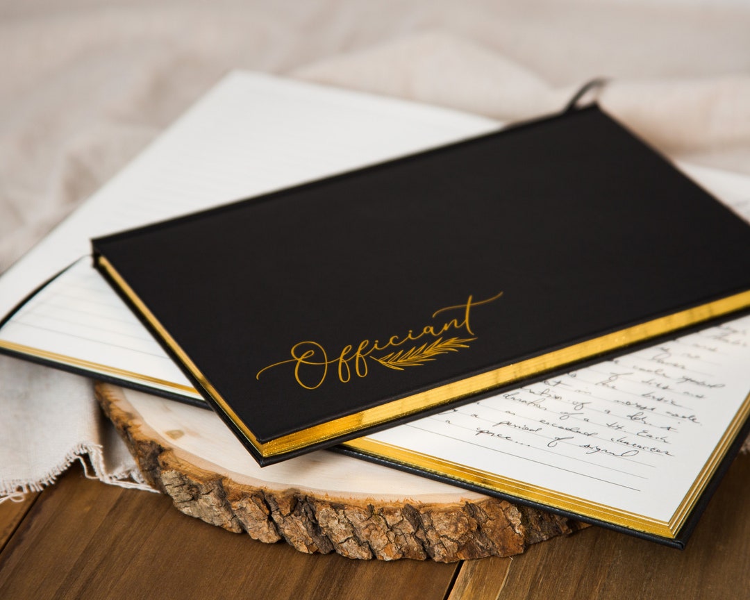 Embossed Officiant Book - Corner Design (ready to Ship) - Gold Embossed ...