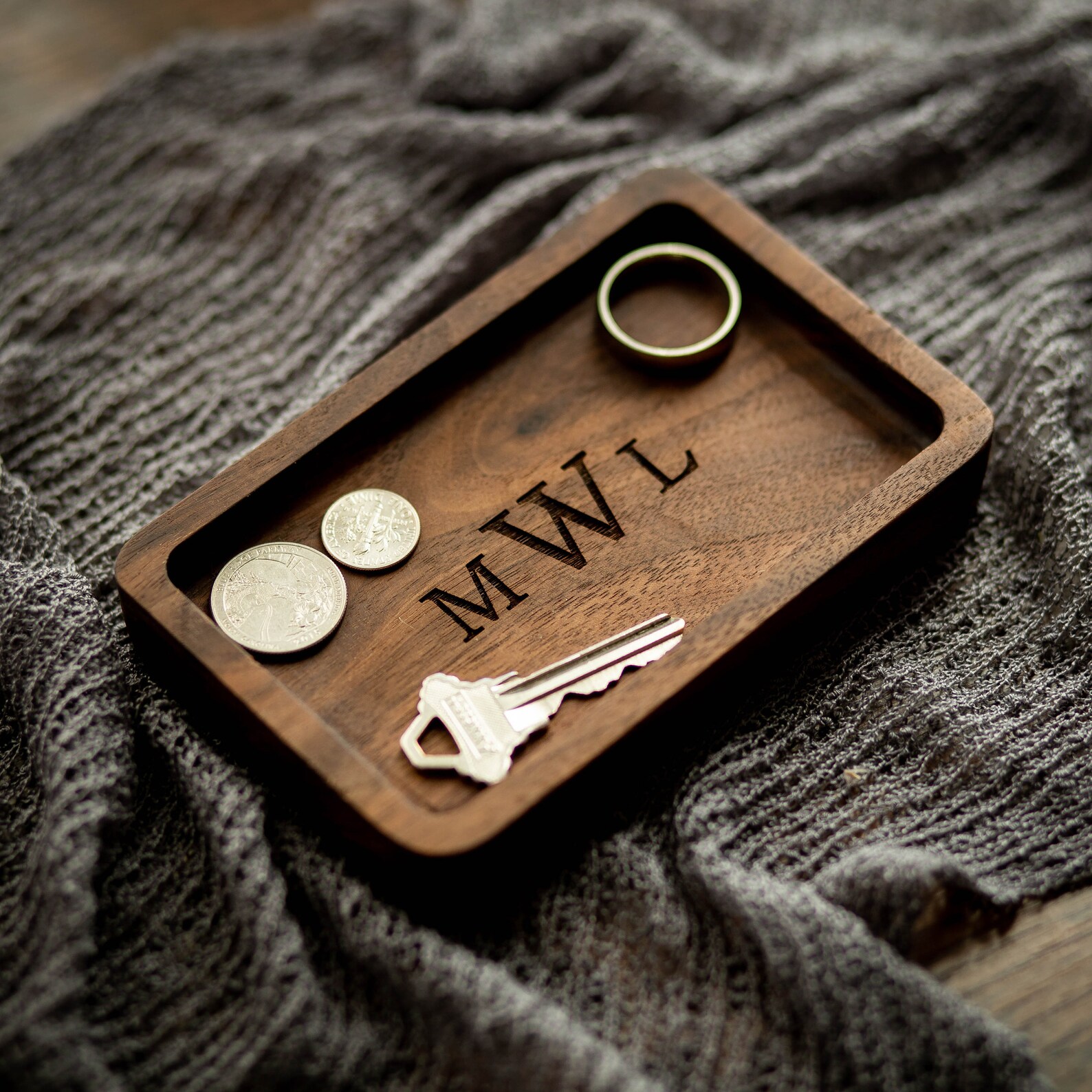 Rectangle Wood Tray Engraved Key or Ring Dish Bedside - Etsy