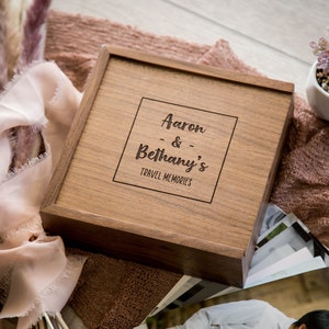 Travel Memory Box - Engraved Wood Keepsake Box for Sentimental Items ...