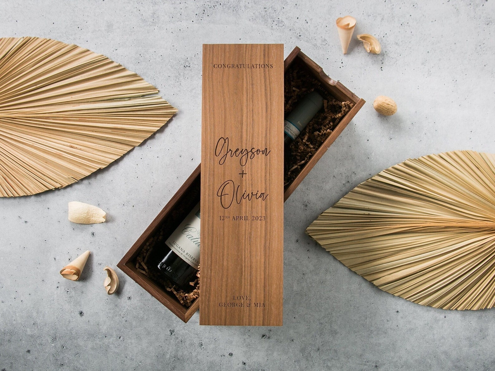 Wood Wine Box design 1 Congratulations Walnut or Pine Wine Champagne ...