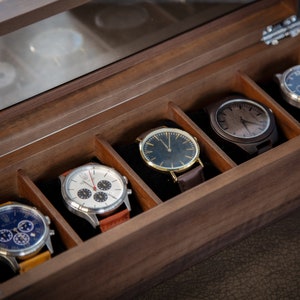 Wide Wood Watch Box design 5 Mens 5 Slot Watch Display Case With ...