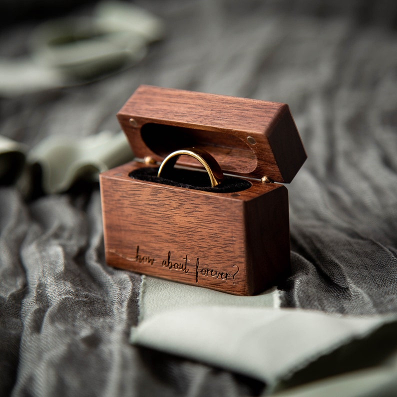 Flip Wood Ring Box Engraved Secret Engagement Ring Box Slim - Etsy