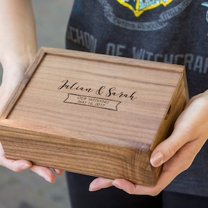 4x6" Wood Photo Memory Box - Wedding or Engagement Print Storage ...