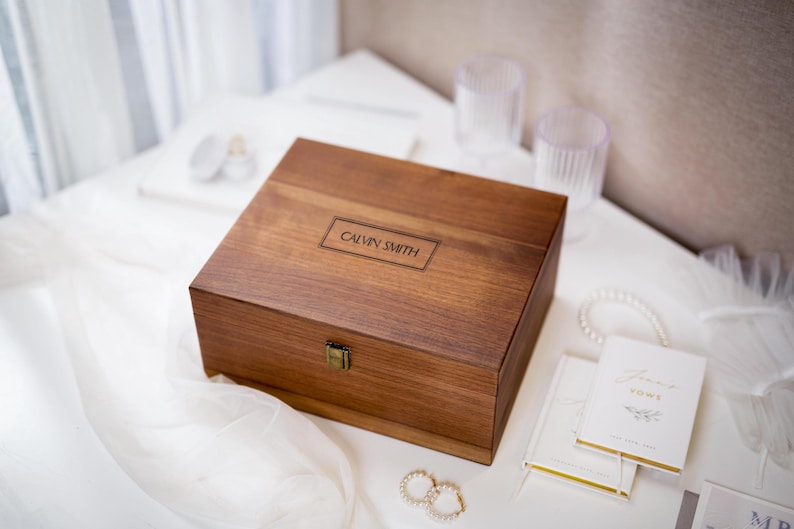Engraved Wood Storage Box W/ Hinge Lid (D2) - Keepsake Memory Box for ...