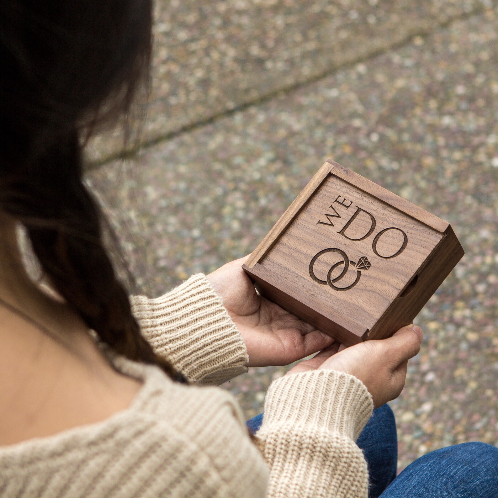 Square Ring Bearer Box Engraved Wood Ring Bearer Box for - Etsy