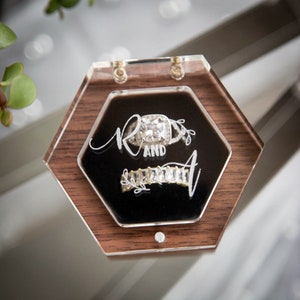 Hexagon Double Flip Ring Box With Clear Acrylic Lid - Wedding Ring ...