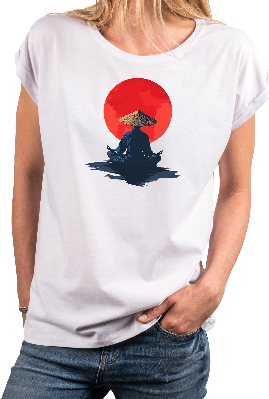 Women’s T-shirt With Buddha Zen Design – Spiritual Cotton Tee for Yoga ...