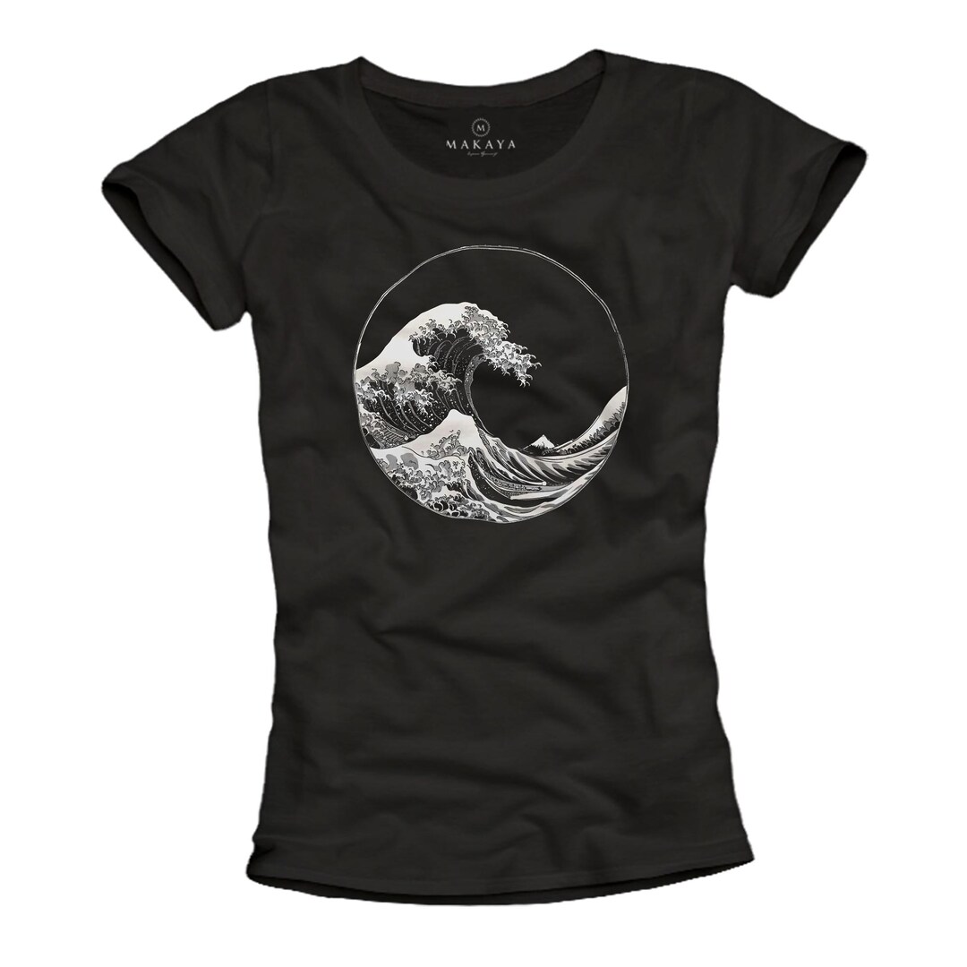 Women’s Surf Style T-shirt With Wave Logo Print, Maritime Surf Printed ...