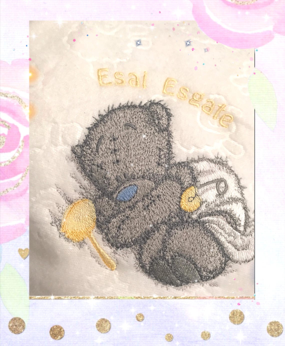 Old Toys Scruffy Grey Teddy Baby With Rattle Brother / Singer / Tajima ...