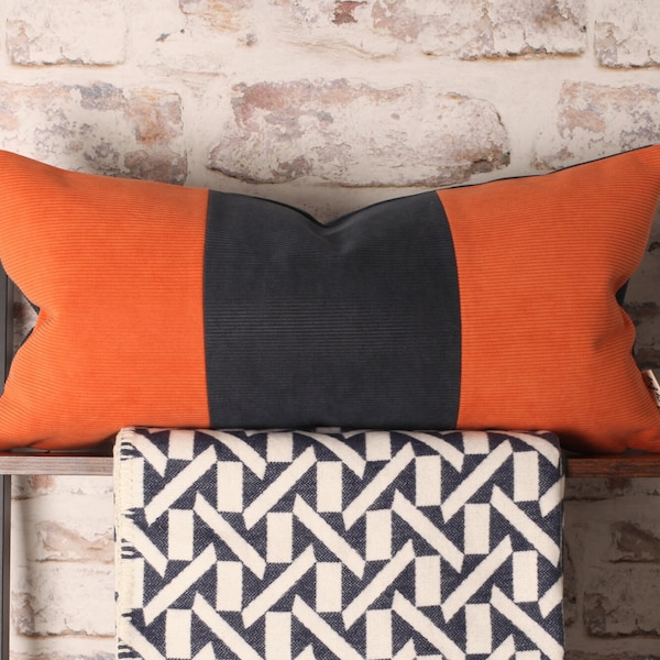 Navy Orange Pillow - Etsy