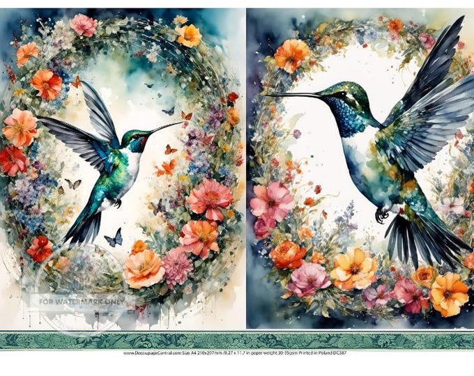 Hummingbird Duo | A4 Rice Paper | Paper for Decoupage | Decoupage ...