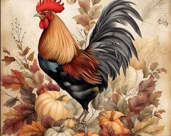 Rose Rooster A4 Rice Paper Paper for Decoupage Farmhouse Floral Vintage ...