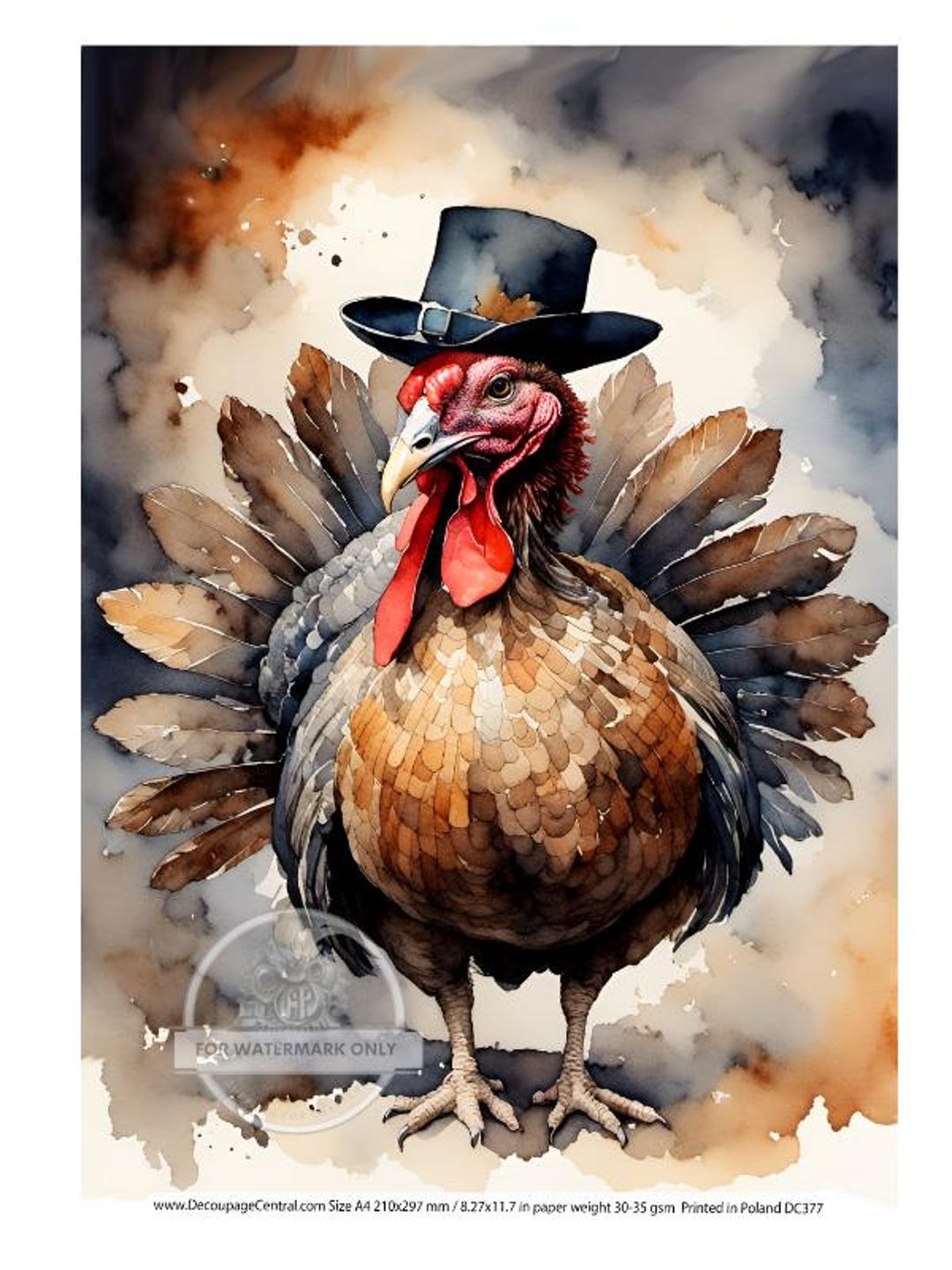 Top Hat Turkey | A4 Rice Paper | Paper for Decoupage | Decoupage ...