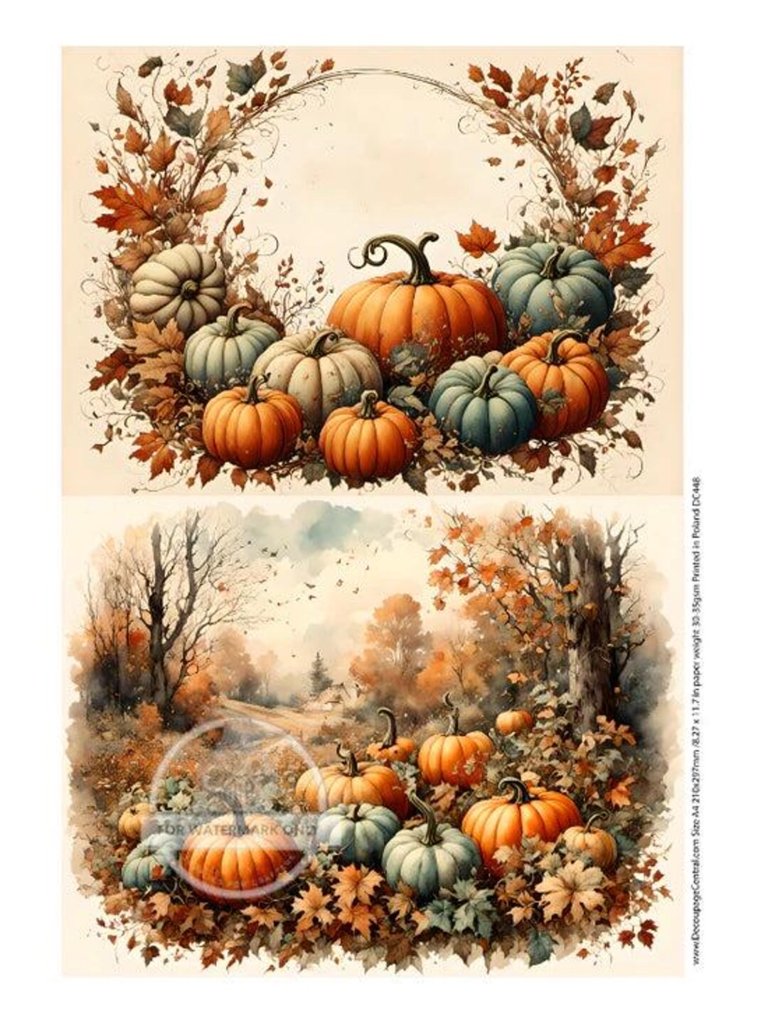 Fall Pumpkin Duo | A4 Rice Paper | Paper for Decoupage | Decoupage ...