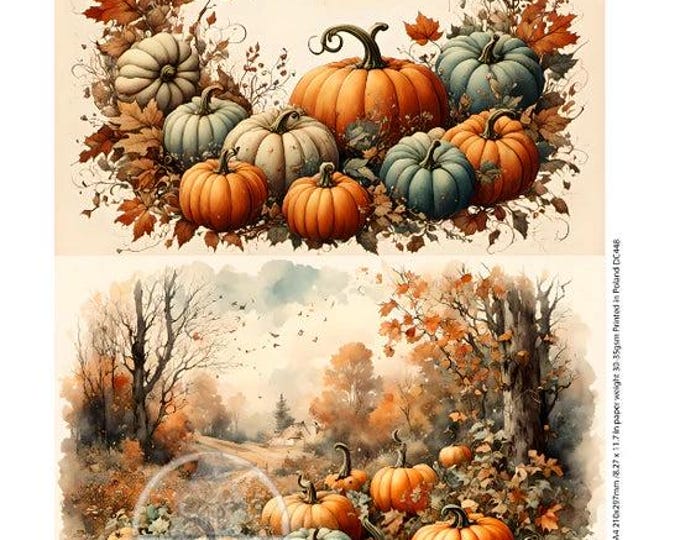 Fall Pumpkin Duo | A4 Rice Paper | Paper for Decoupage | Decoupage ...
