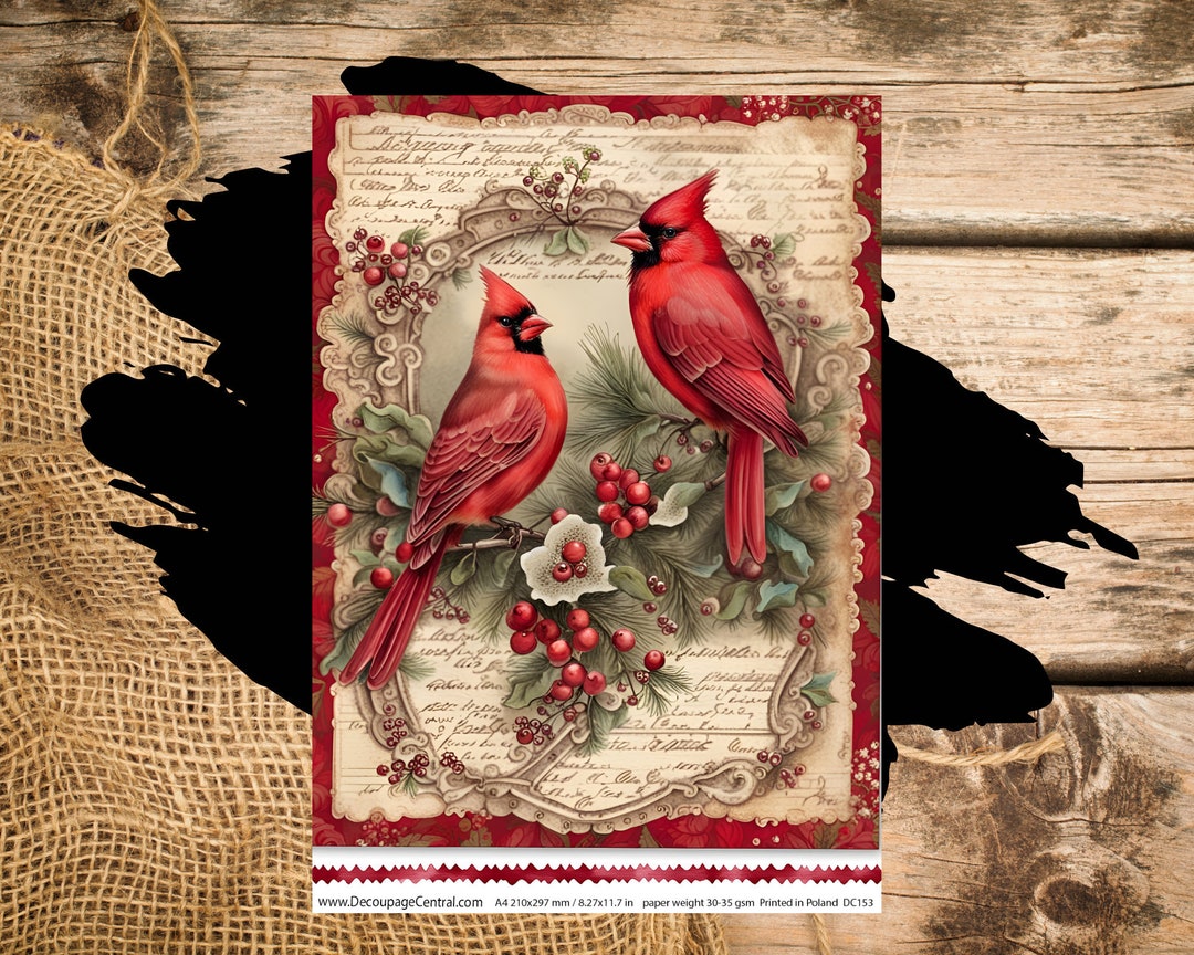 Cardinal Duo A4 Rice Paper 8.3 X 11.7 Paper for Decoupage Christmas - Etsy
