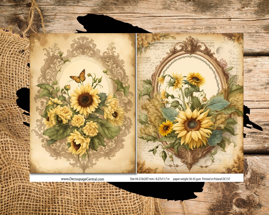 Sunflower Duo Rice Paper A4 Paper for Decoupage - Etsy