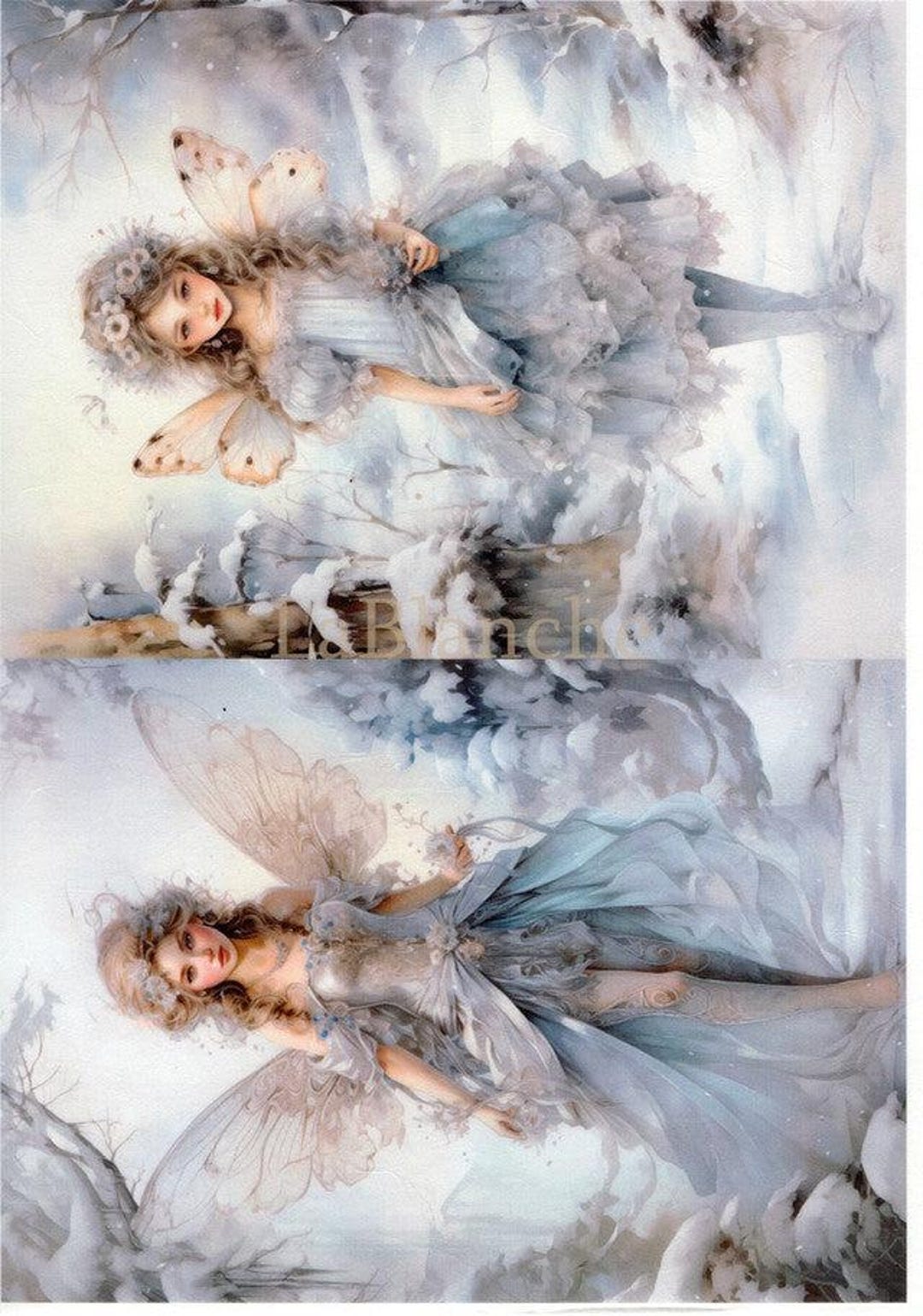 Frosty Winter Fairies A4 Rice Paper Paper for Decoupage Lablanche ...