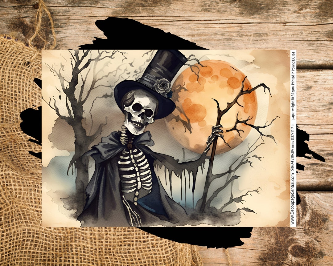 Skelly Skeleton Rice Paper A4 Paper for Decoupage - Etsy
