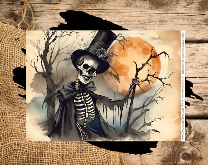 Skelly Skeleton Rice Paper A4 Paper for Decoupage - Etsy