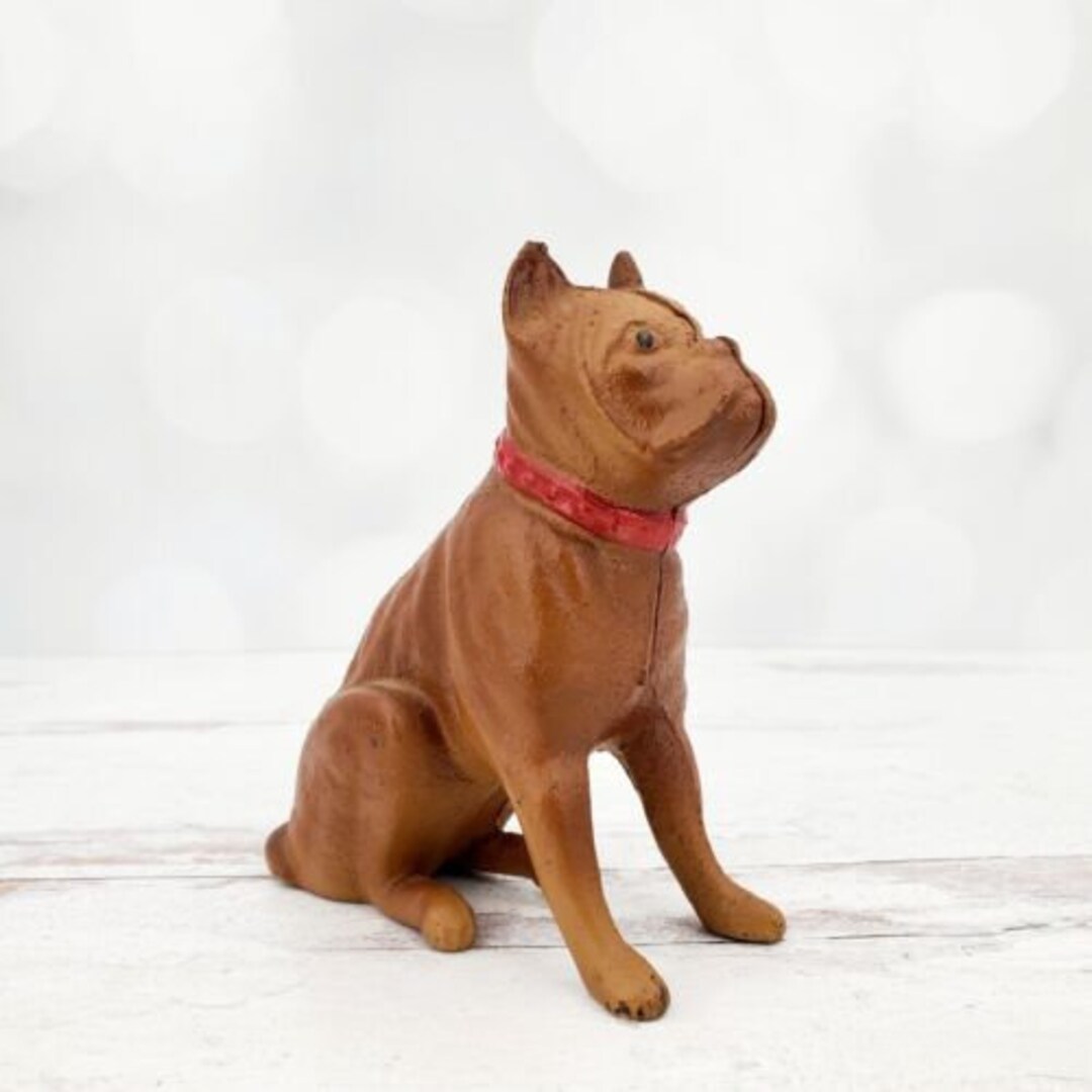 Vintage Cast Iron Brown Bulldog Bank With Red Collar - Etsy