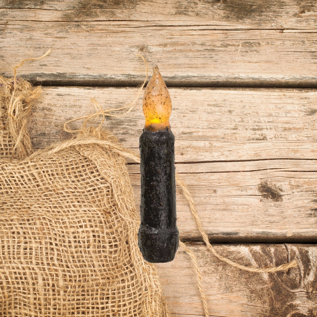 Primitive Black Grungy Timer 4 Taper Battery Candle - Etsy