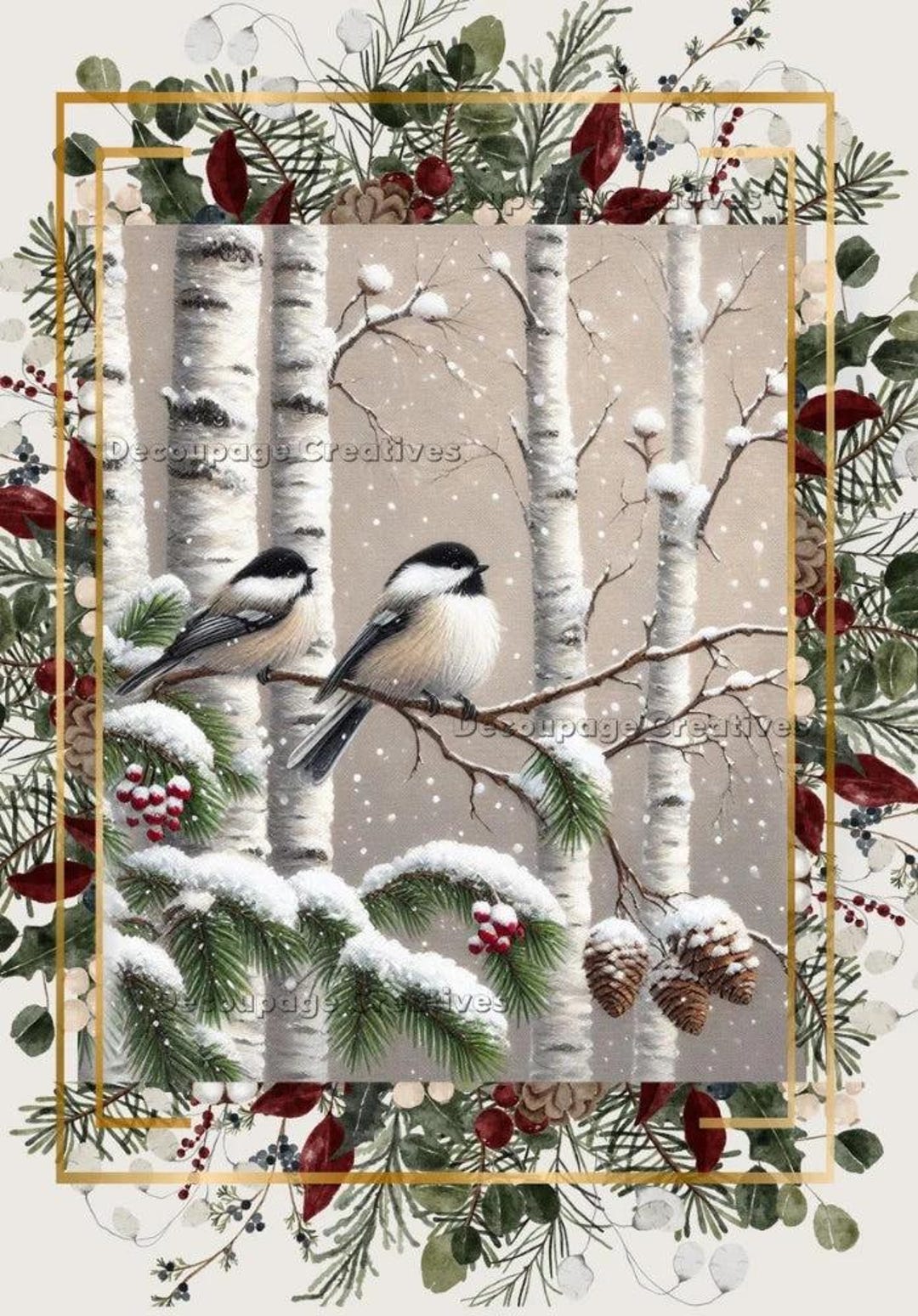 Snow Birds | A4 Rice Paper | Paper for Decoupage | Decoupage Creatives ...