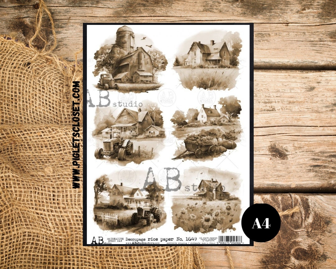 Sepia Barns A4 Rice Paper Paper for Decoupage AB Studios Farmhouse - Etsy