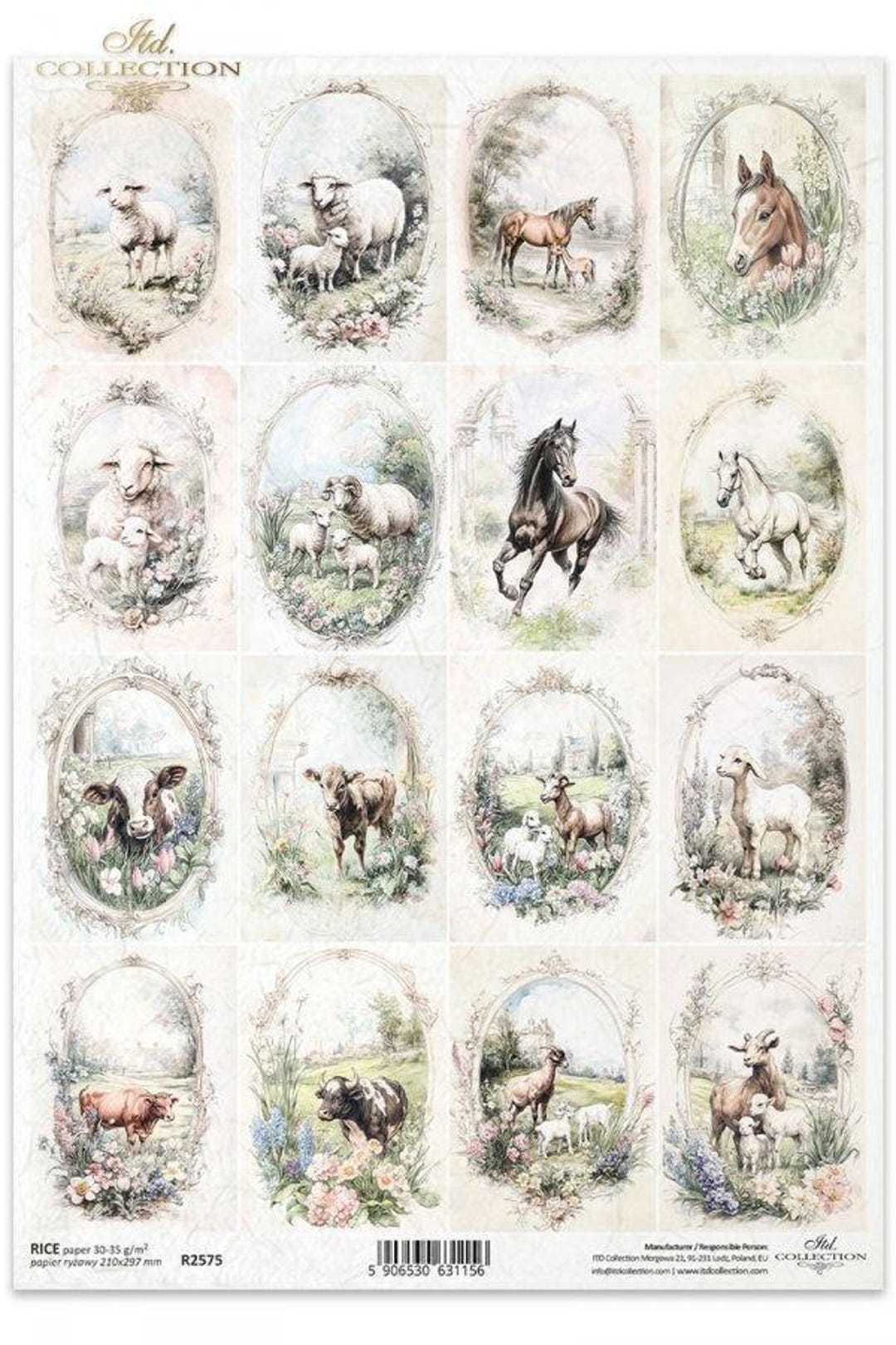 Animals on the Farm | A4 Rice Paper | Paper for Decoupage | ITD ...