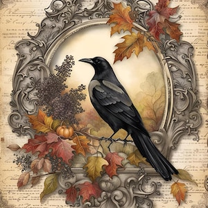 Autumn Crow | A4 Rice Paper | 8.3" X 11.7" | Paper for Decoupage | Fall ...