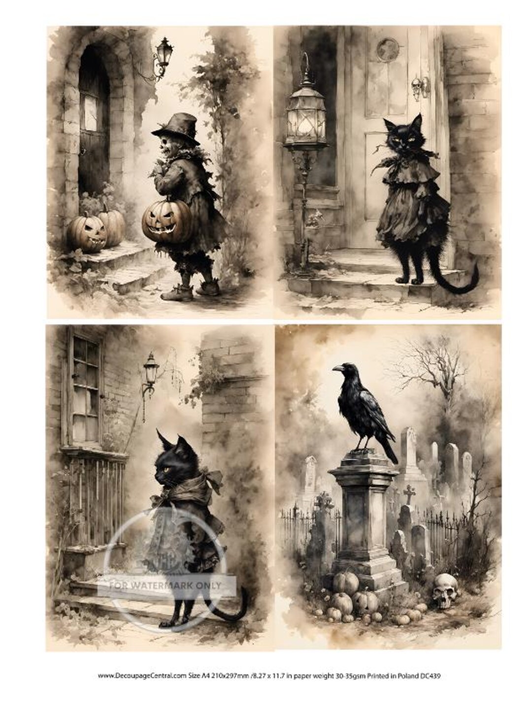 Vintage Halloween | A4 Rice Paper| Paper for Decoupage | Decoupage ...