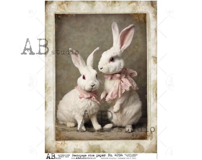 Rabbit Portrait | A4 8.3" X 11.7" Rice Paper | Paper for Decoupage | AB ...