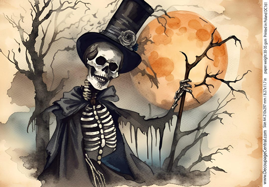 Skelly Skeleton | Rice Paper | A4 Paper for Decoupage | Decoupage ...