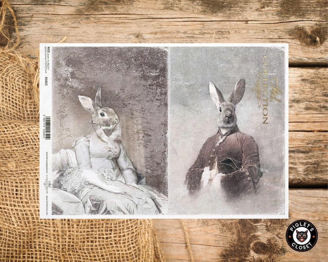Vintage Rabbit Portraits | A4 Rice Paper | ITD Collection | A4 ...